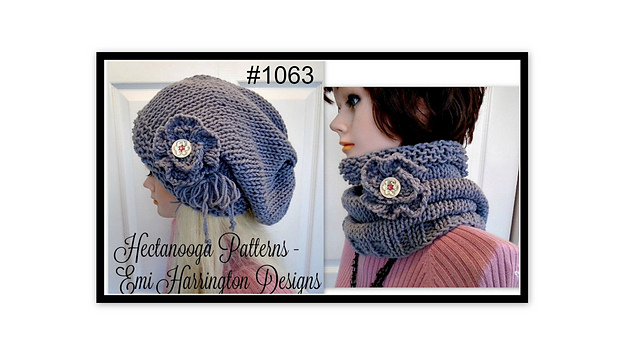 Ravelry: 1063 GREY Touque and Cowl pattern by Emi Harrington