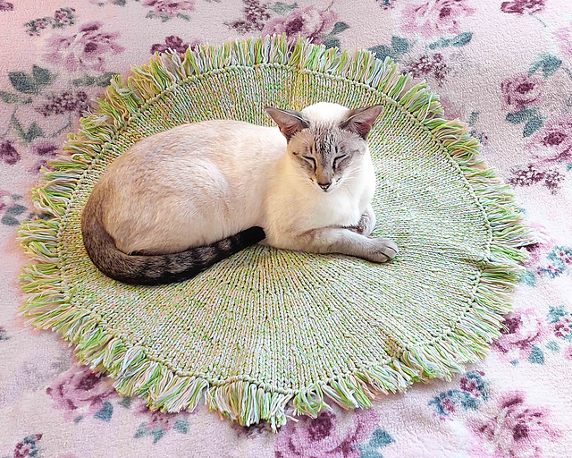 Ravelry: Knitted Round Rug with fringe pattern by Dana Young