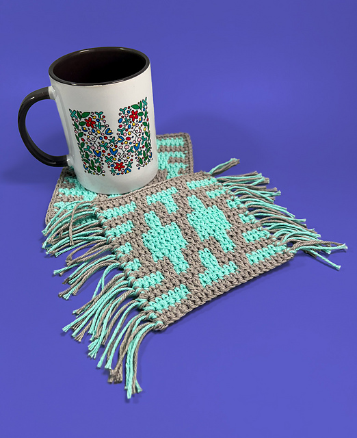 Ravelry: Diamond Inset Mosaic Mug Rug pattern by Michelle Beauchamp