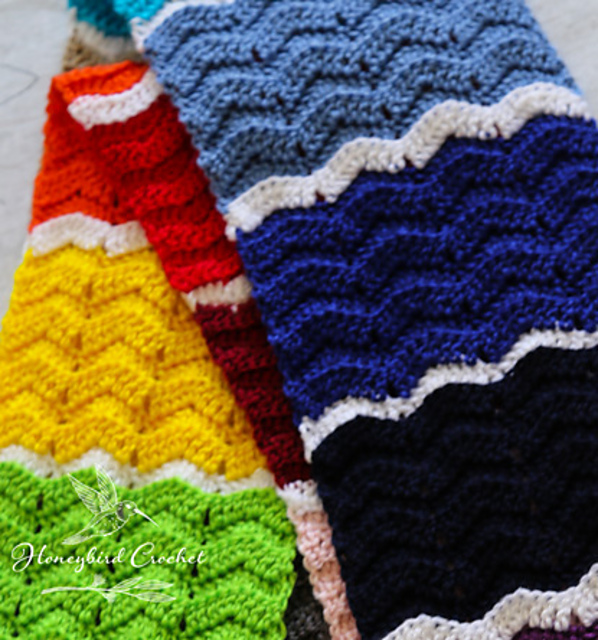 Ravelry: Colour Block Ridge Ripple Scarf pattern by Honeybird Crochet