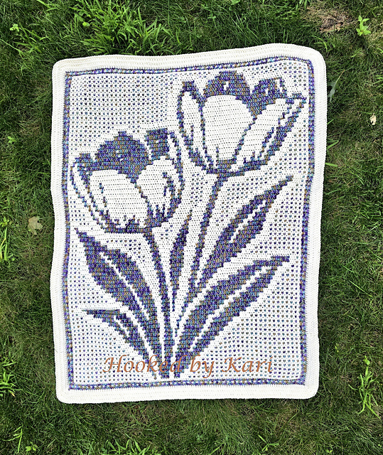 Ravelry: Dancing Tulips - Overlay Mosaic Baby Blanket pattern by Kari ...