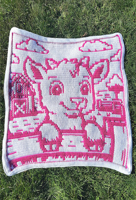 Ravelry: Barnyard Baby Goat - Overlay Mosaic Baby Blanket pattern by ...