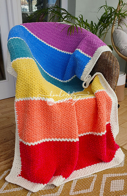 Ravelry: Chenille Colour Block Blanket pattern by Hooked by Robin