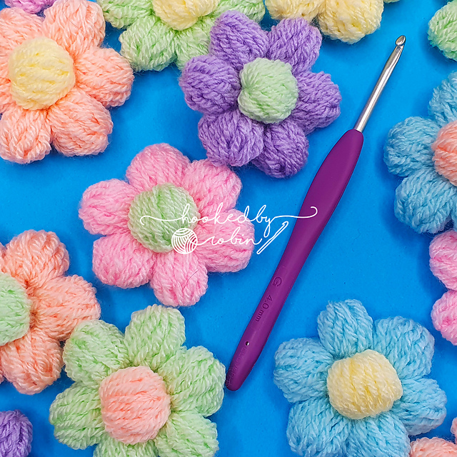 Ravelry: Puffy Flowers pattern by Hooked by Robin