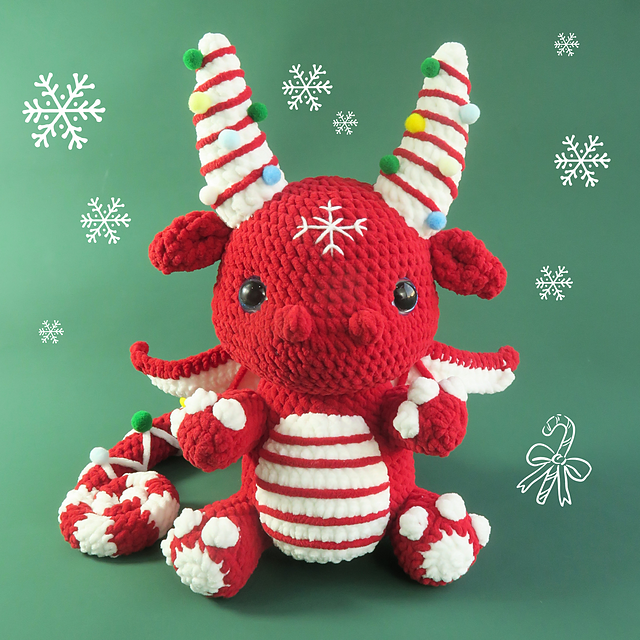 Ravelry: 2in1 Christmas Candy Cane Dragons pattern by Emily Dang