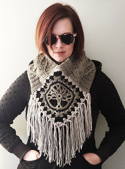 Ravelry: Tree of Life Fringed Cowl pattern by Farrah I Hodgson
