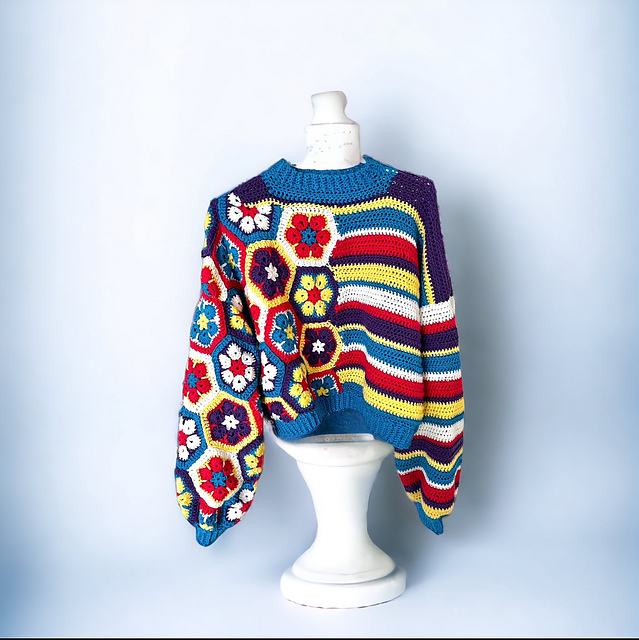 Ravelry: Izzy African Flower Sweater pattern by Cyndi Zawada
