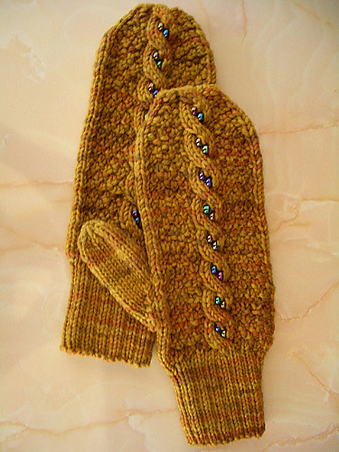 Ravelry: Beaded Cable Mittens #129 pattern by Shirley A. Scott