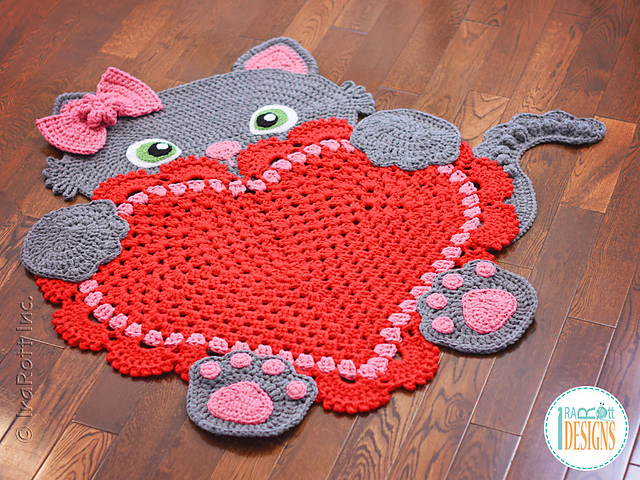 Ravelry: Sassy the Kitty Cat Heart Rug pattern by Ira Rott