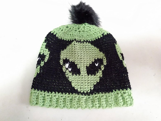 Ravelry: Crochet Version - Out of this World Alien Beanie pattern by ...