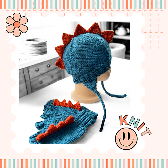 Ravelry: Dinosaur Hat and Mittens Set pattern by Jane Burns