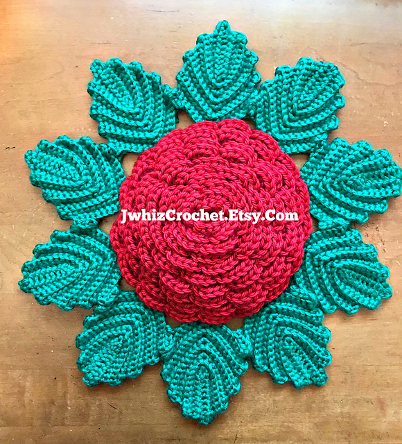 Ravelry: Large Circle Rose With Leaves pattern by Jwhiz Crochet