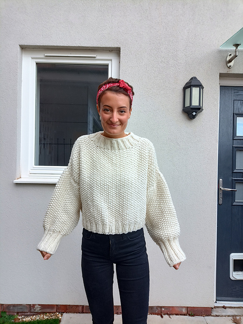 Ravelry: Simple seed stitch sweater pattern by Georgia Jeggo