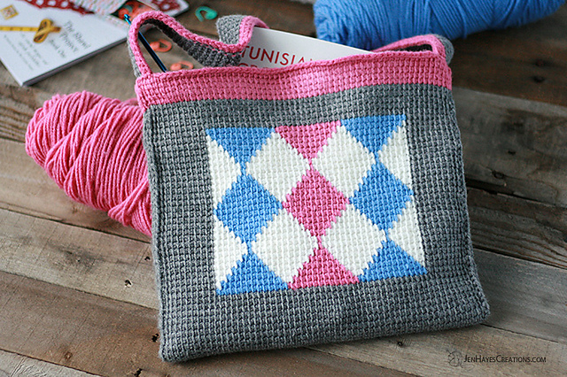 Ravelry: Diamonds in Tunisian Bag pattern by Jen Hayes