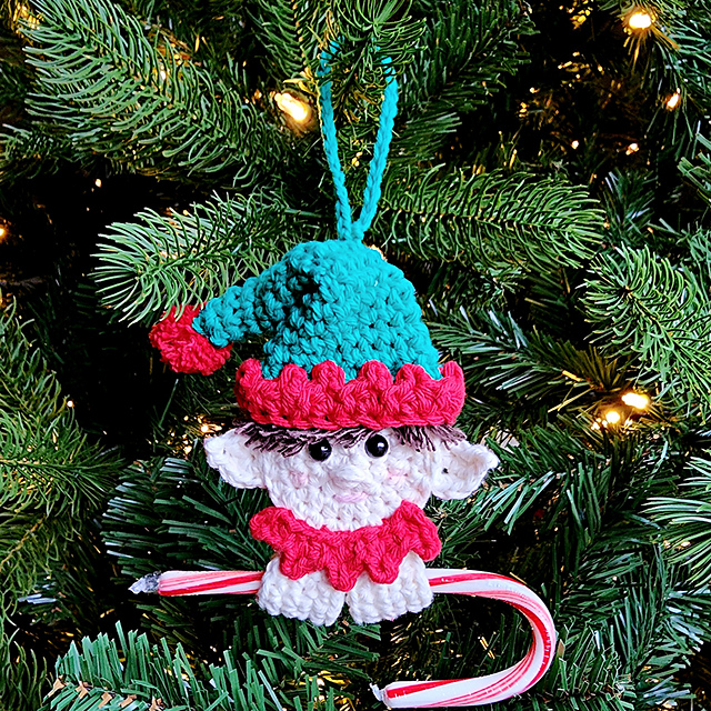 Ravelry: Elf Candy Cane Holder Ornament pattern by Jennifer Renaud