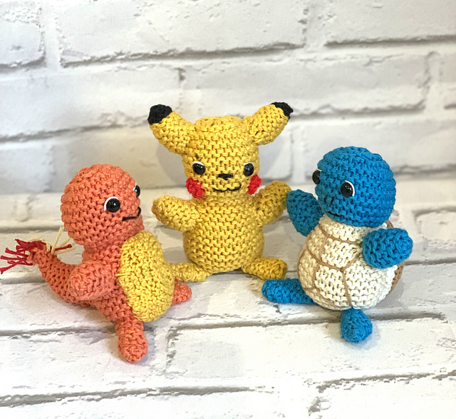 Ravelry: Pokemon Pikachu Squirtle Charmander pattern by Jessica Hansen