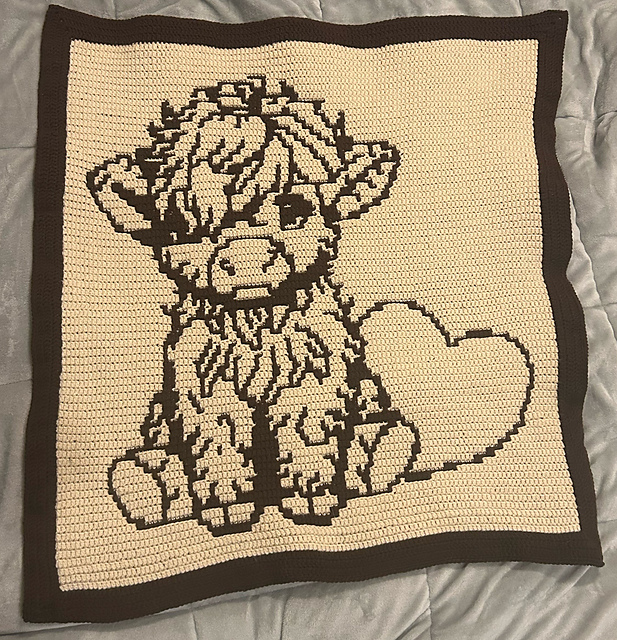 Ravelry: Highland Cow with Heart MC Baby Blanket pattern by Jennifer ...