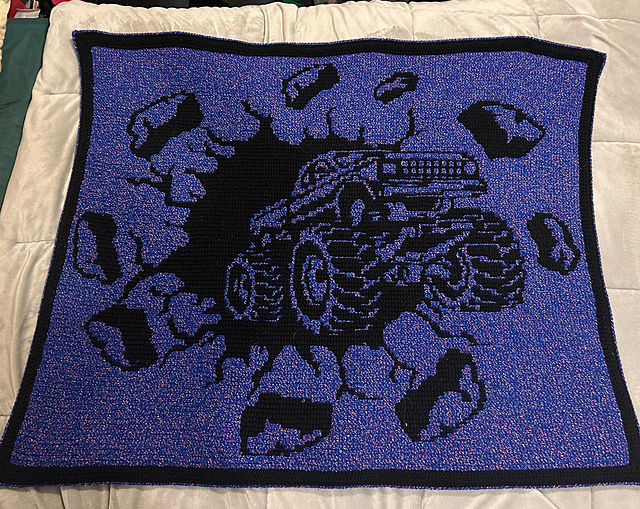 Ravelry: Monster Truck Mosaic Blanket pattern by Jennifer Hedrick