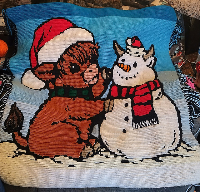 Ravelry: Snow Cow Blanket pattern by Jennifer Hedrick