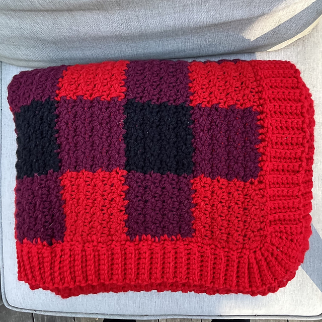 Ravelry: JustMagicMaria's Red Buffalo Check Blanket for Greg