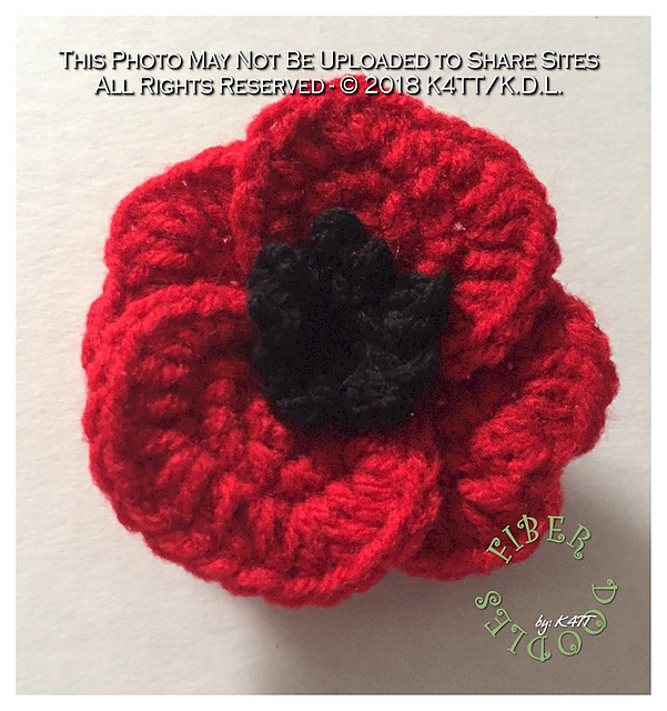 Ravelry: Remembrance Day Poppy Applique pattern by K4TT