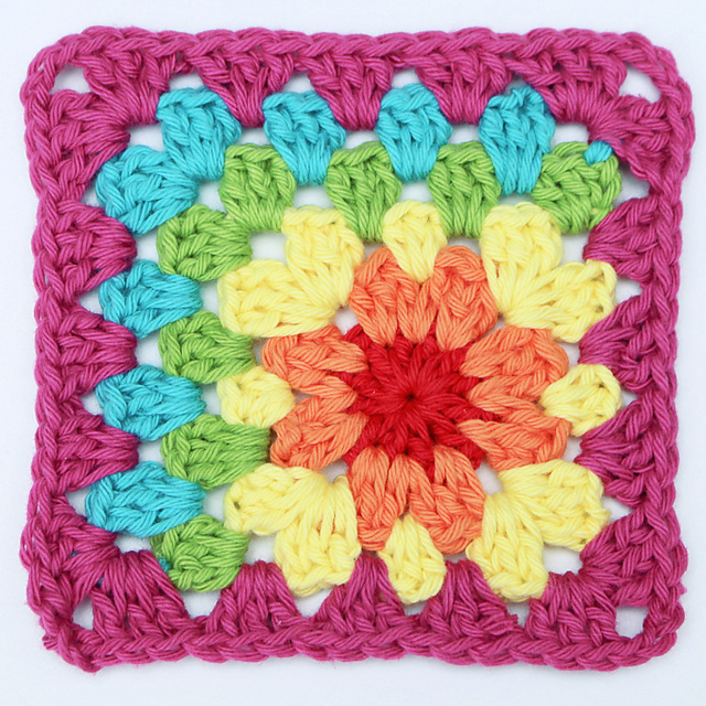 Ravelry: Rainbow Burst Granny Square pattern by Heather C Gibbs (KCACO.UK)