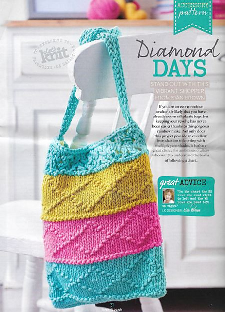 Ravelry: Textured Diamonds Bag pattern by Sian Brown Knitwear Design