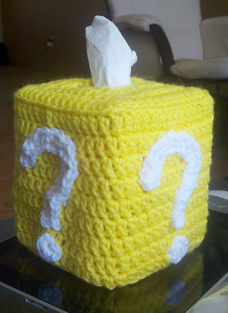 Ravelry: Super Mario Bros Question Mark Block Tissue Cover pattern by ...