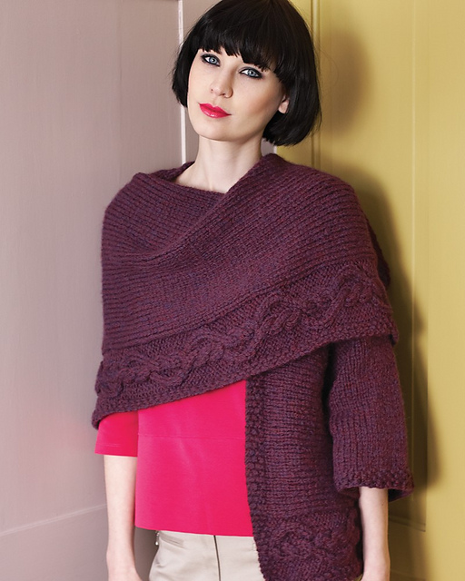 Ravelry: #14 One Sleeved Wrap pattern by Debbie Bliss