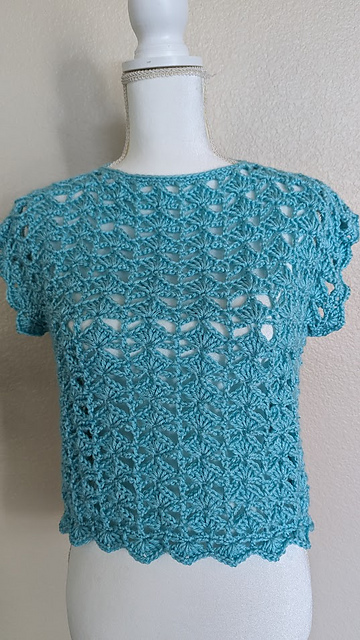 Ravelry: Light Aqua Green Crochet Shell Stitch Top pattern by Kiri Y.