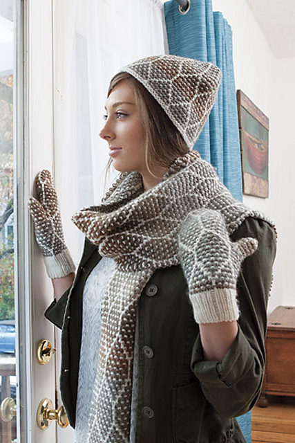 Ravelry: Honeycomb Scarf Toque and Mitts pattern by Carol Schoenfelder