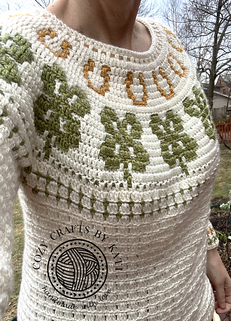 Ravelry: "Lucky Clover" Shamrock Mosaic Sweater pattern by Cozy Crafts ...