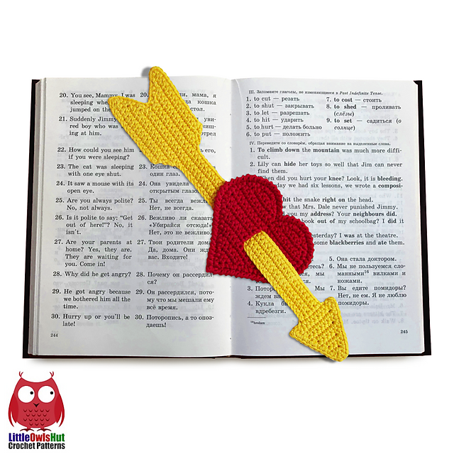 Ravelry: 135 Cupid's arrow and heart bookmark or decor pattern by ...