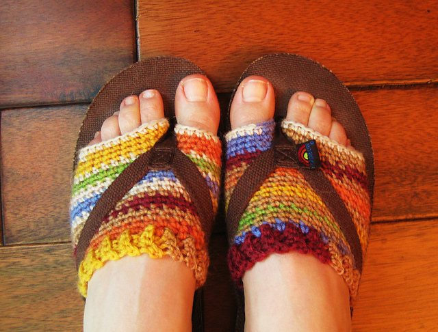 Ravelry: Rainbow Flip Flop Socklets pattern by Kendra Kat