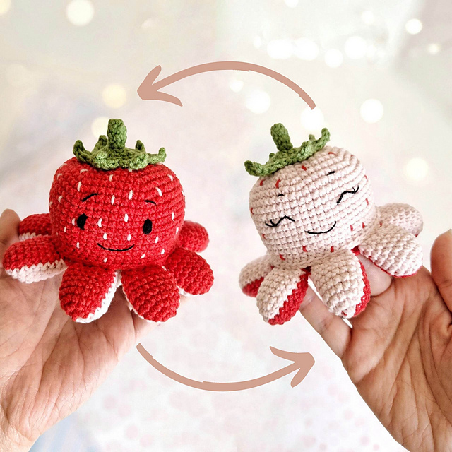 Ravelry: Strawberry reversible octopus toy pattern by Jelena Ohtina