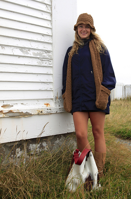 Ravelry: Pocket Scarf and Brim Hat pattern by Betty Nolan