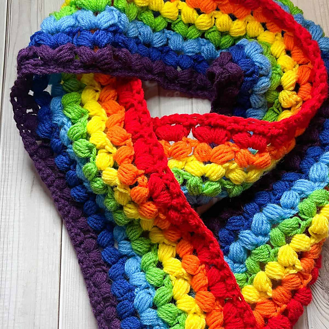 Ravelry: Rainbow Scarf pattern by Kimberly Arenas/The Caffeinated Snail