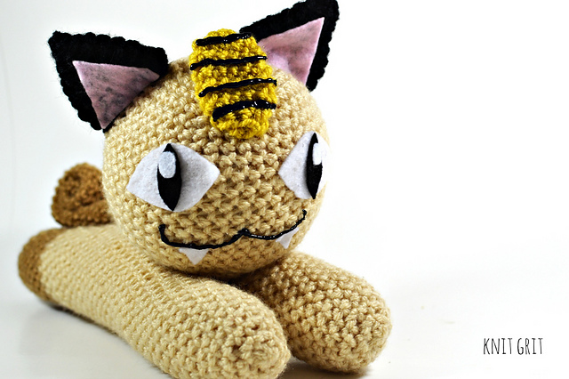 Ravelry: Meowth Flat Cat Pokemon Amigurumi pattern by Codi Hudnall