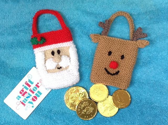 Ravelry: Santa and Reindeer Christmas Gift Bags pattern by Rebecca Roberts