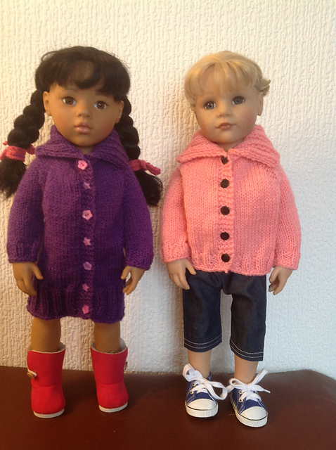 Ravelry: Coat and cardigan for 18 inch doll. pattern by Knitting Nanny Mo