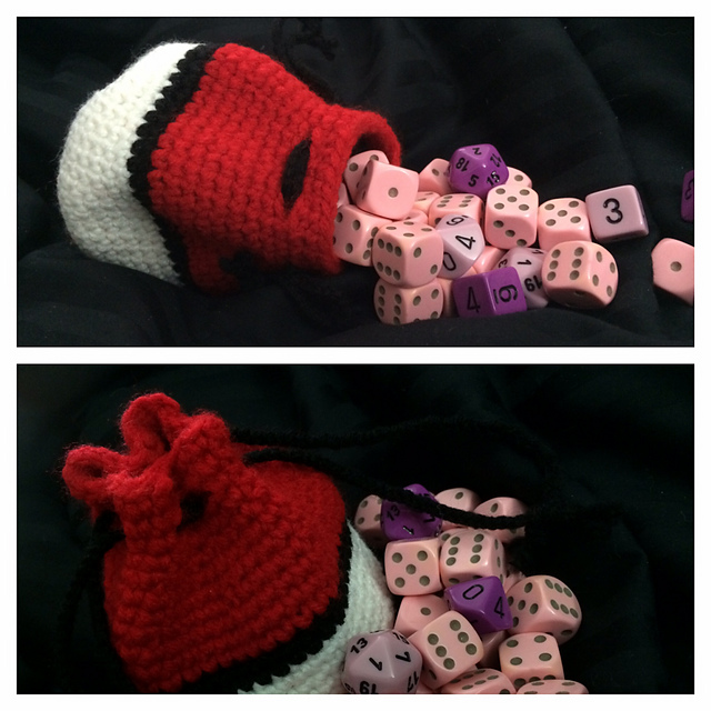 Ravelry: Easy and Simple Pokéball Dice Bag pattern by Andrea Bruce