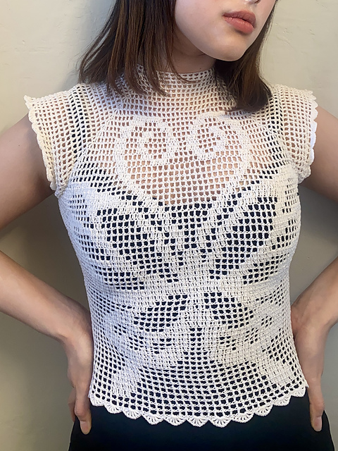 Ravelry: Filet Crochet Butterfly Top pattern by Knitra