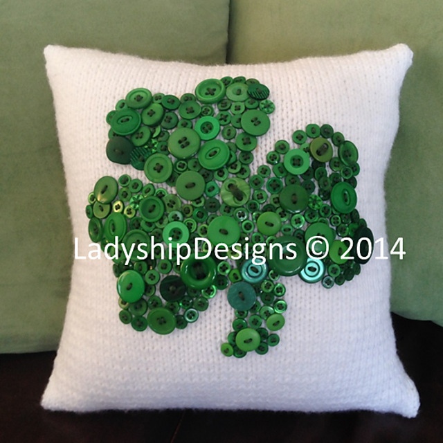 Ravelry: Shamrock button pillow cover pattern by LadyshipDesigns