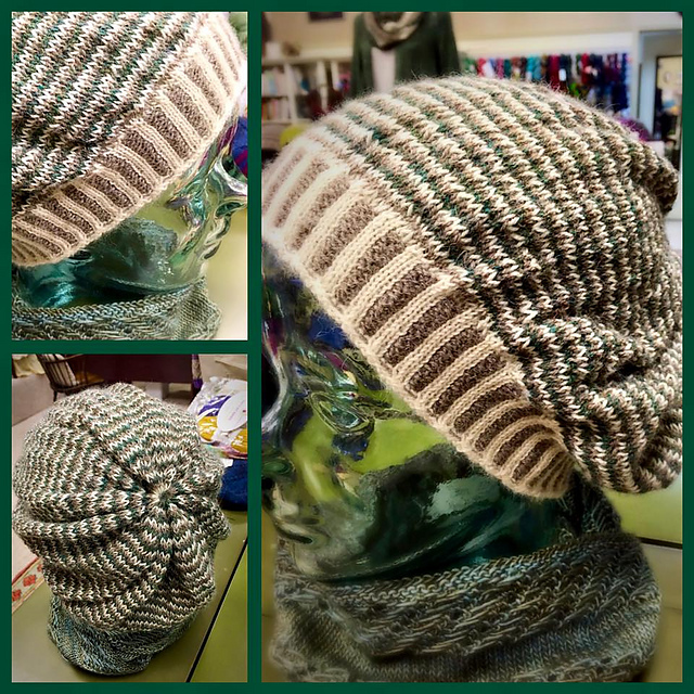 Ravelry: Striped Brim Helix Slouch Hat pattern by Elen Carpenter