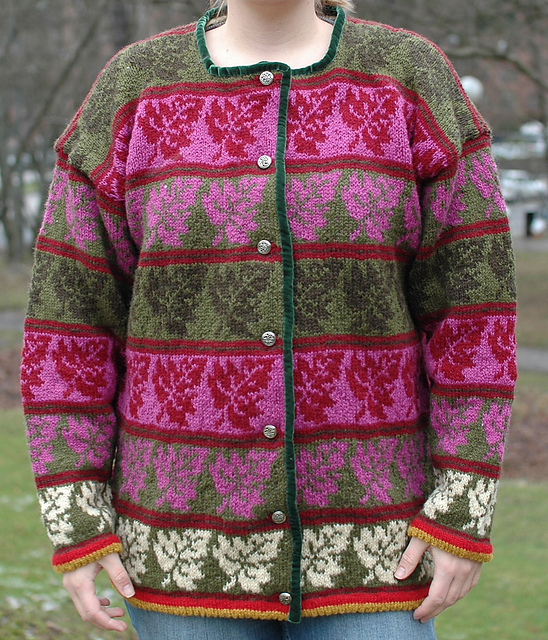 Ravelry: Leaf Stripe Cardigan with Velvet Trim (page 166) pattern by ...