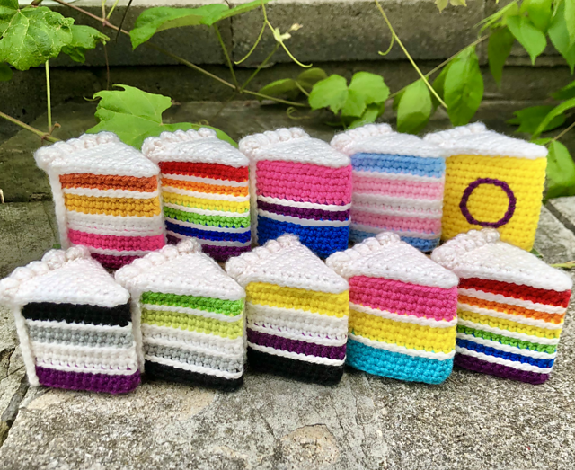 Ravelry: LGBTQIA+ Pride Cake Slices pattern by Grace Grommes