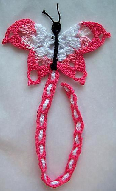 Ravelry: Pink Thread Crochet Butterfly Bookmark pattern by LinMarie ...