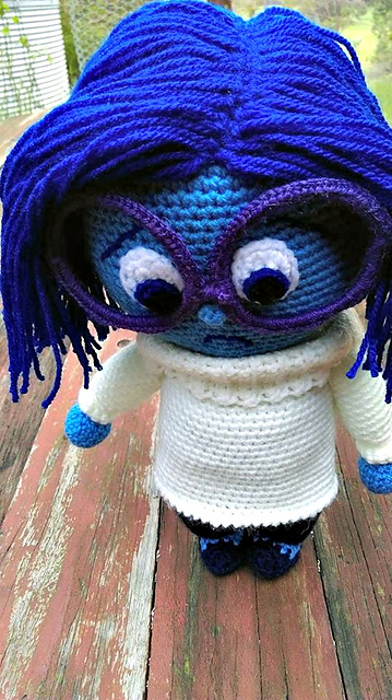 Ravelry: LindaDavie's 'Sadness' from 'Inside Out' (purple glasses)