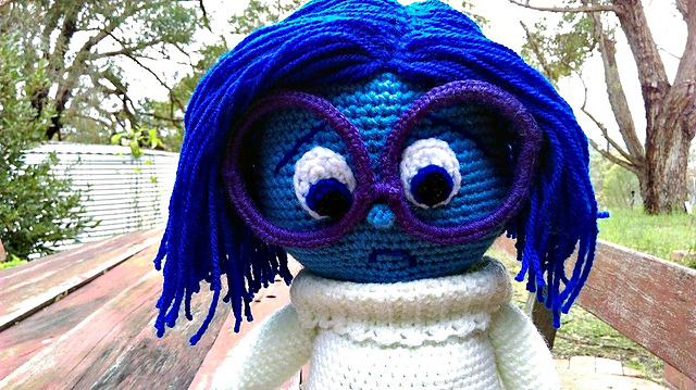 Ravelry: LindaDavie's 'Sadness' from 'Inside Out' (purple glasses)