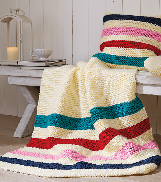 Ravelry: Stripey Pillows & Blanket pattern by Patons UK